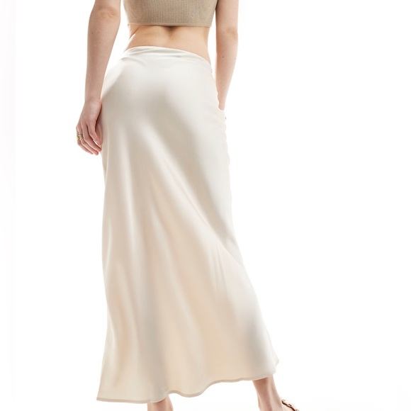 ASOS | Skirts | Asos Design Satin Bias Cut Maxi Skirt In Oyster | Poshmark